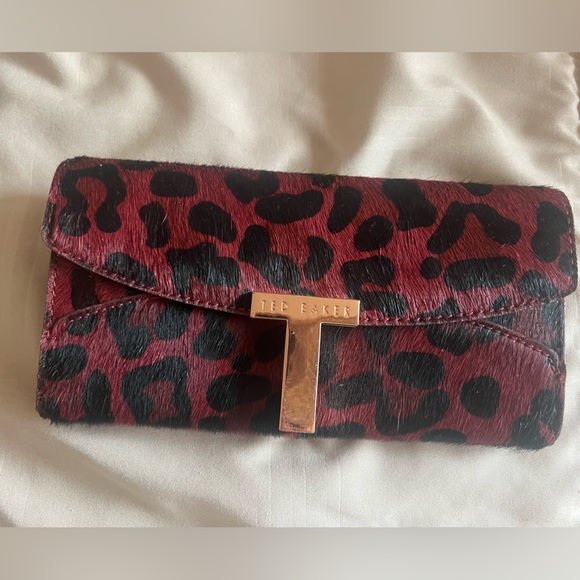 Ted Baker | Bags | Ted Baker Red Leopard Pony Hair Wallet With Rose ...